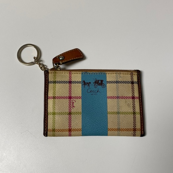 Coach | Bags | Coach Heritage Blue Stripe Key Chain Card Holder | Poshmark